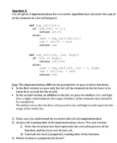 solved question 3 you are given 2 implementations for a