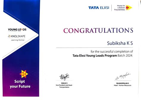 Subiksha K S On Linkedin Tataelxsi Younglead Leadership