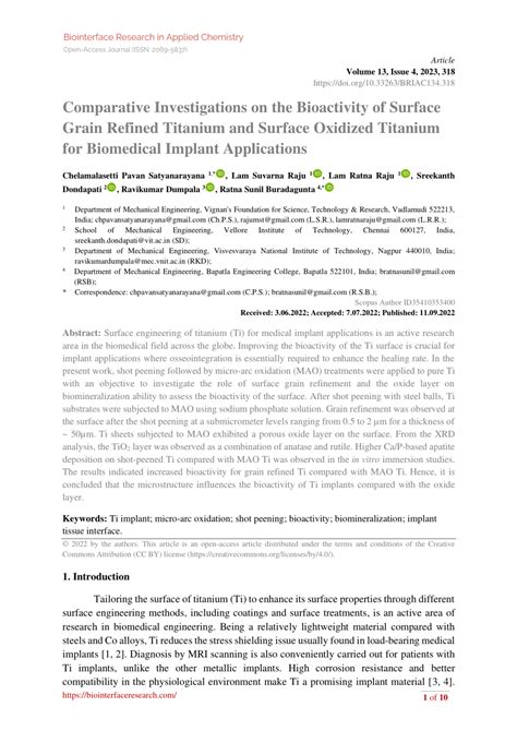 Pdf Comparative Investigations On The Bioactivity Of Surface Grain Refined Titanium And