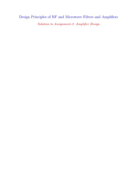 Assignment 3 Solution V3 Pdf Amplifier Electromagnetism