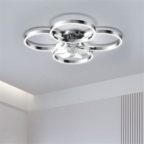 30w Modern Led Ceiling Light 27 Inch 4 Ring Design And Reversible Fan