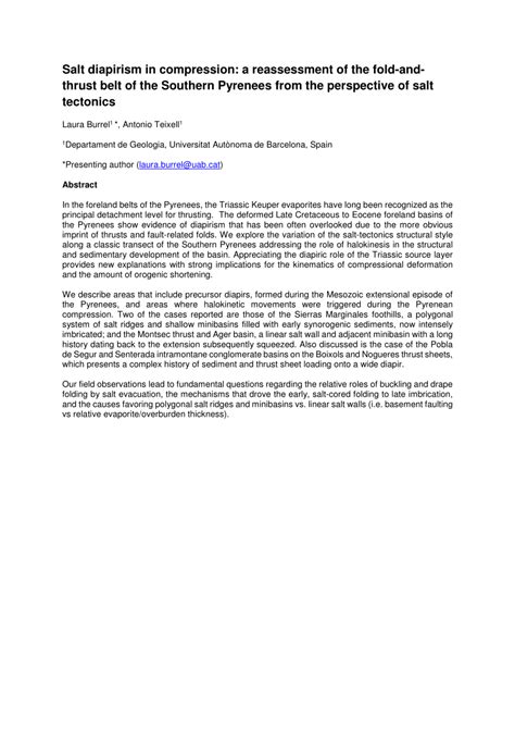 Pdf Salt Diapirism In Compression A Reassessment Of The Fold And