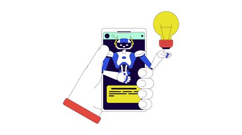 Virtual Agent Smartphone Line 2d Animation Robotic Process Automation