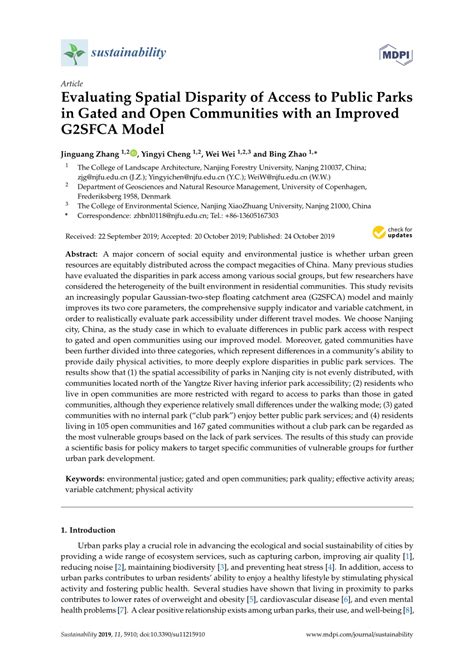 Pdf Evaluating Spatial Disparity Of Access To Public Parks In Gated And Open Communities With