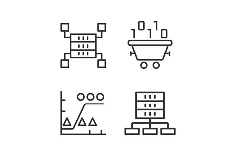 dataset processing linear icons set outline icons ~ creative market