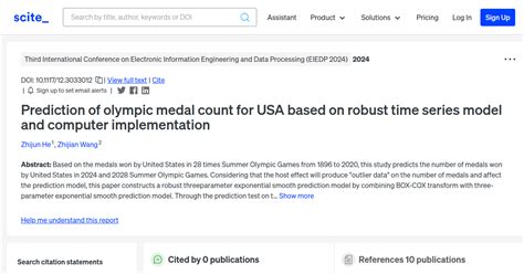 Prediction Of Olympic Medal Count For Usa Based On Robust Time Series