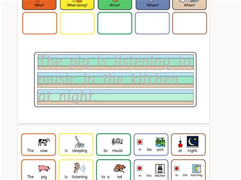 Colourful Semantics 5 Part Sentences Inprint Teaching Resources