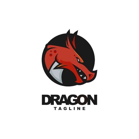 헤드 드래곤 마스코트 로고 디자인 프리미엄 벡터