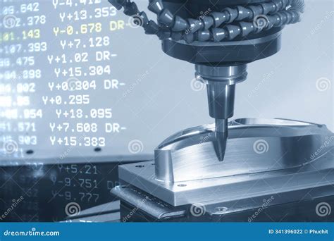 The Abstract Scene The Finishing Cut Process On Cnc Milling Machine And The G Code Data