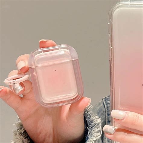 심플한 그라디언트 컬러 투명 블루투스 이어폰 충전 박스 케이스 에어팟 프로 2 케이스 에어팟 3 2 용 키링 포함 위시버킷