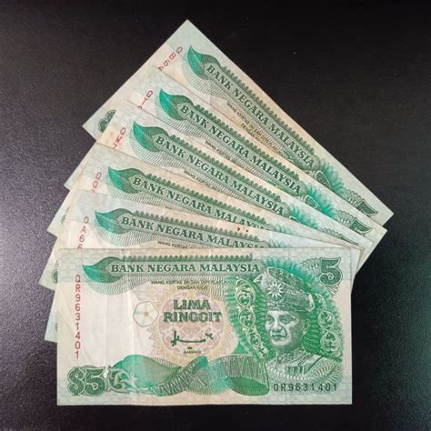 Old Rm5 Ringgit Malaysia Duit Lama Siri 6 Dan 7 Jaafar Hussein Ahmad Don Lazada