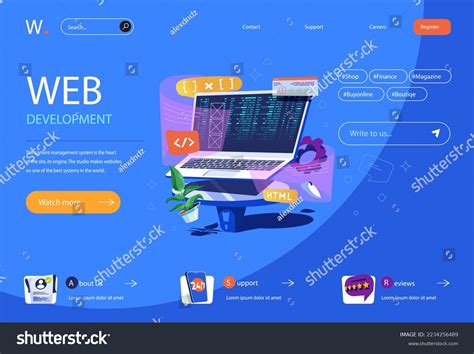 Web Development Concept Flat Cartoon Design Stock Vector Royalty Free Shutterstock