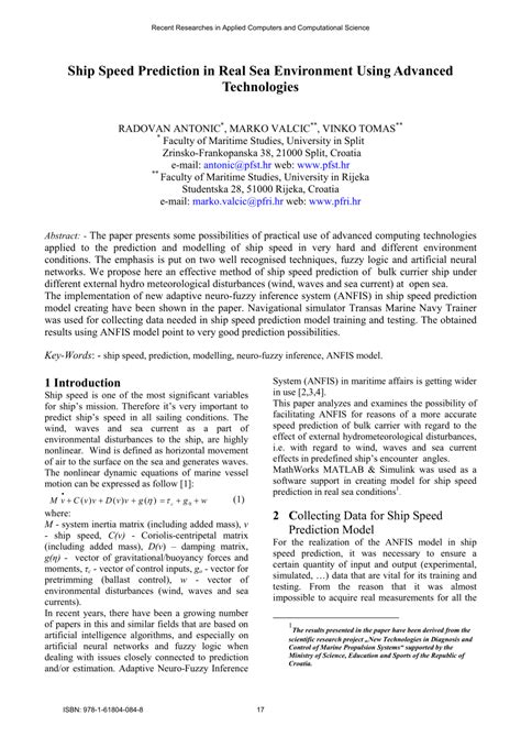 PDF Ship Speed Prediction In Real Sea Environment Using Advanced Technologies
