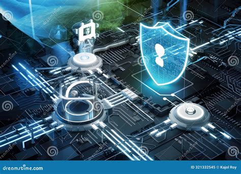 Cyber Security And Protection Of Private Information And Data Concept Locks On Blue Integrated