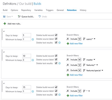 ビルド、リリース、テストのアイテム保持ポリシー azure pipelines microsoft learn