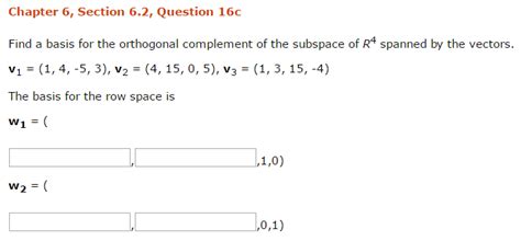 solved find a basis for the orthogonal complement of the