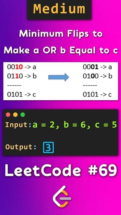 minimum flips to make a or b equal to c Çözümü leetcode youtube