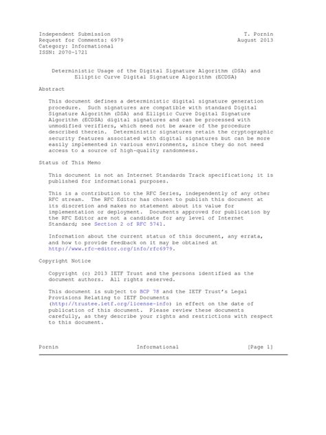Rfc6979 Ecdsa Signature Verification Pdf Cryptography Key