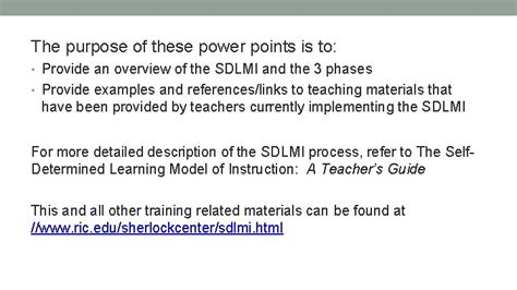 The Self Determined Learning Model Of Instruction Phase