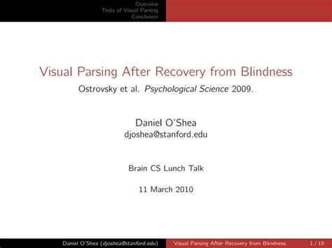 Visual Parsing After Recovery From Blindness Ppt