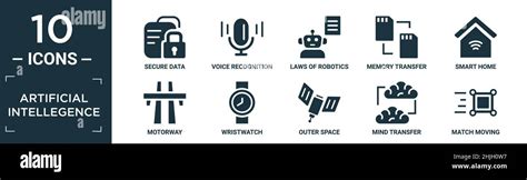 Filled Artificial Intellegence Icon Set Contain Flat Secure Data