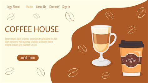Premium Vector | Coffee house web , landing page template.