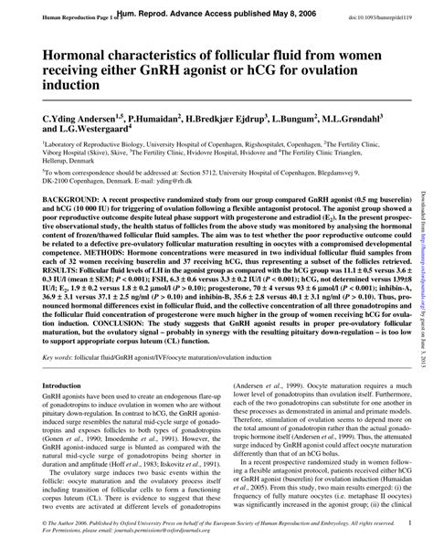 Pdf Hormonal Characteristics Of Follicular Fluid From Women Receiving Either Gnrh Agonist Or