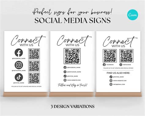 Connect With Us QR Code Sign Connect With Us Facebook Follow Us On Social Media Sign QR Code
