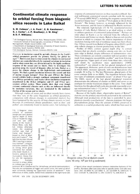 Pdf Continental Climate Response To Orbital Forcing From Biogenic