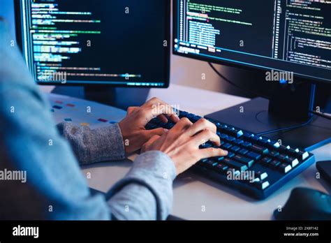 Close Up Hand Of Asian Prompt Engineer Develop Coding App With Software