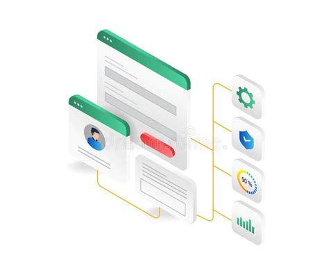 Isometric Flat 3d Illustration Concept Of Personal Data Analyst Screen