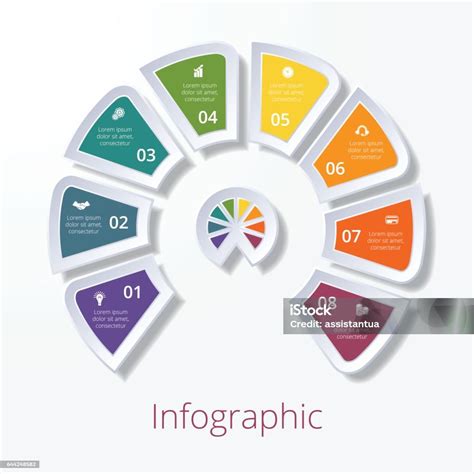 Semicircle Diagram With Eight Multicolored Elements Stock Illustration Download Image Now Istock