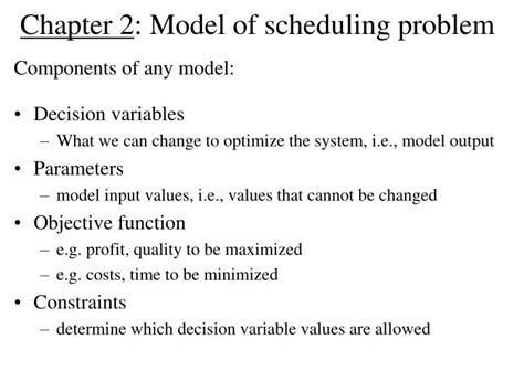 ppt chapter 2 model of scheduling problem powerpoint presentation