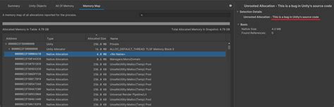 Memory Profiler Unrooted Allocation This Is A Bug In Unitys Source Code Unity Engine