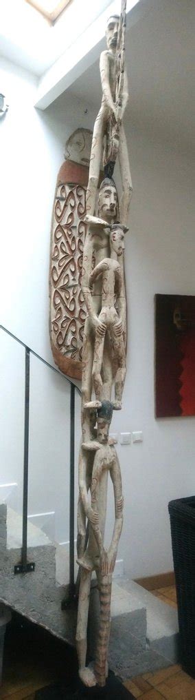 Carving Wood Bisj Pole Cm Asmat West Papua Former Irian