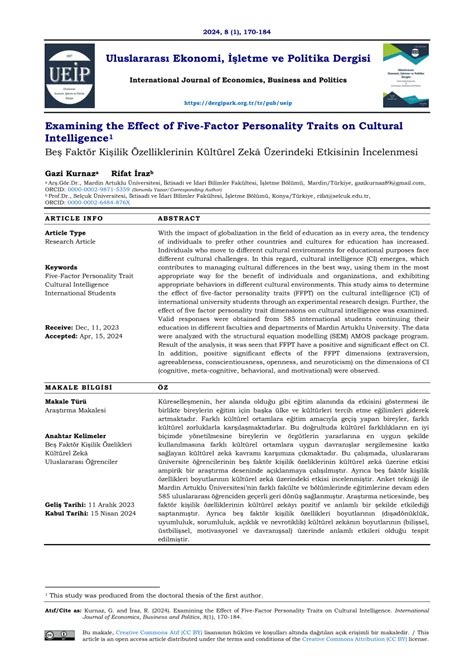 (PDF) Examining the Effect of Five-Factor Personality Traits on Cultural Intelligence
