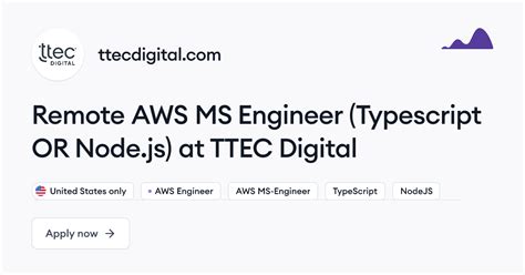 Ttec Digital Hiring Aws Ms Engineer Typescript Or Nodejs • Remote