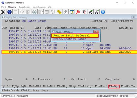 Feature Defer Wms Staging Batch Elliott Support Center User