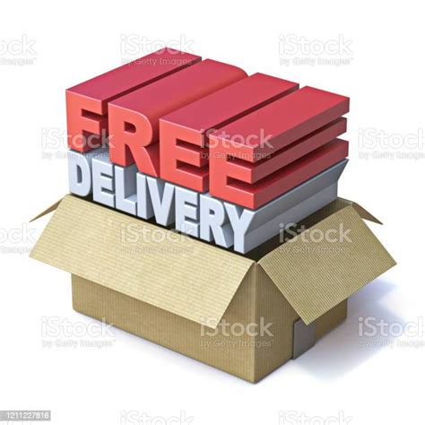 골판지 상자 3d에서 텍스트 무료 배달 상자에 대한 스톡 사진 및 기타 이미지 상자 0명 3차원 형태 Istock