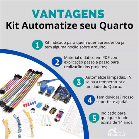 10x Kit Automação Residencial Robótica Com Tutorial Para Arduino Automatize Seu Quarto