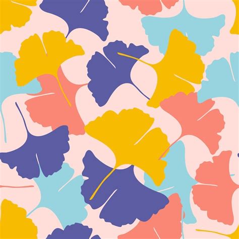 Premium Vector Vector Seamless Pattern With Ginkgo Biloba Leaves