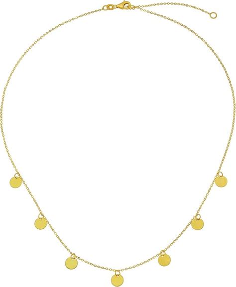 14k Italian Yellow Gold Dangling Mini Disc 7 Station