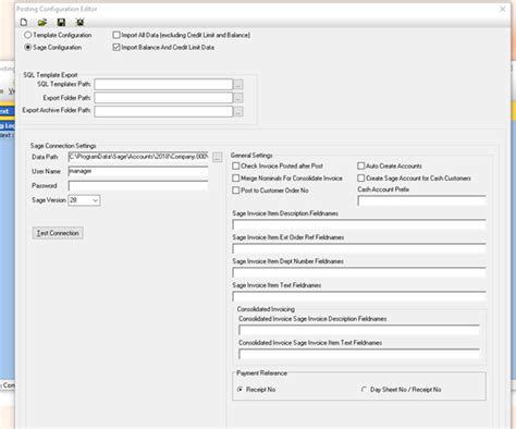Posting Sage Invoice Advanced Setup