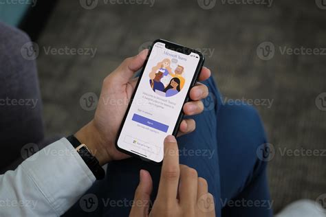 Chiangmai Thailand Apr 06 2021 Person Using The Microsoft Teams App 2305349 Stock Photo At