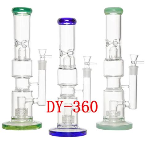 Straight Tube Stacking Design Double Diffuser Glass Water Pipe Glass