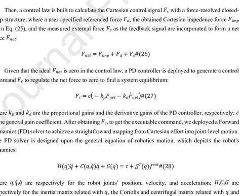 The Architecture Of Cartesian Compliance Control With Forward Dynamics