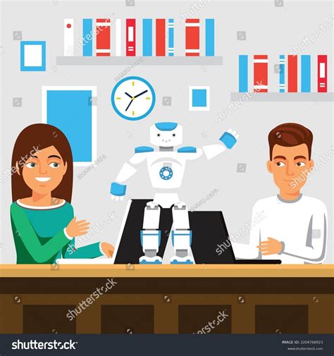 Robotics Classrobotics Teacher Taking Class Boy Stock Vector Royalty Free