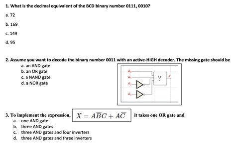 Solved 1 What Is The Decimal Equivalent Of The Bcd Binary