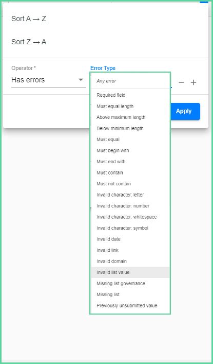 Filter The Dataset View Claravine Support