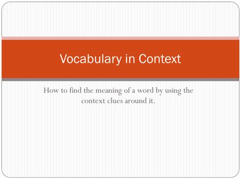 Vocabulary In Context Using Context Clues